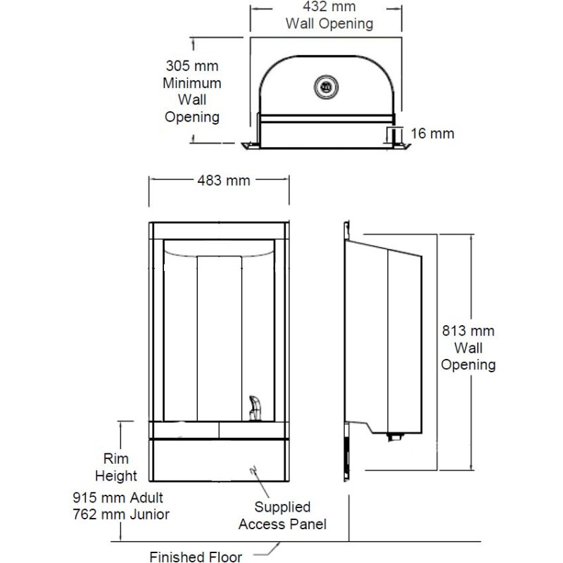 Wall Recessed Drinking Fountain: Stainless Steel